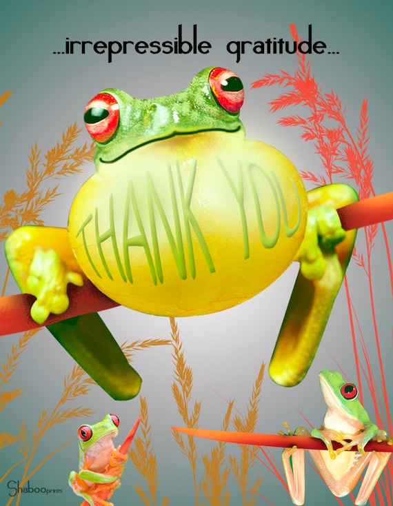 Frog Yellow and Green Unique Thank You Greeting Card | Etsy