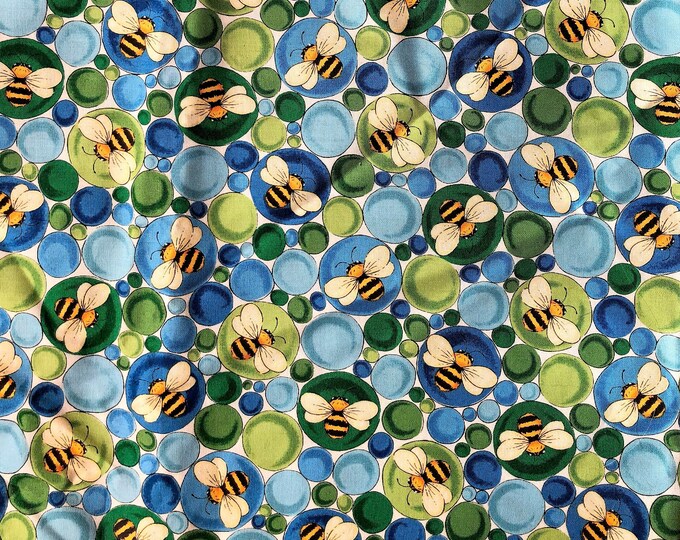 Fabric by Half Yard, Bumble Bee Fabric, Bee Fabric, Colorful Bee Fabric ...