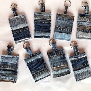 Recylced Denim Keychain, Denim Keychain, Denim Key Chain, Key Ring ...