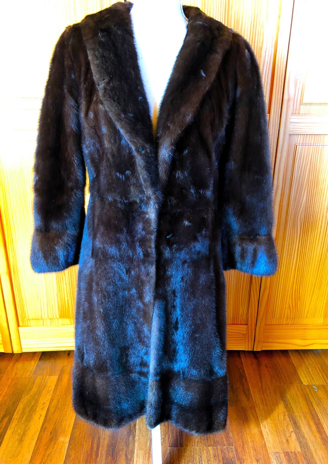 Vintage Ranch Mink Coat, Dark Brown Mahogany Mink, Genuine Mink, Full ...