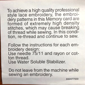 JANOME Sewing Machine Embroidery Memory Card 129, Janome Memory Card ...