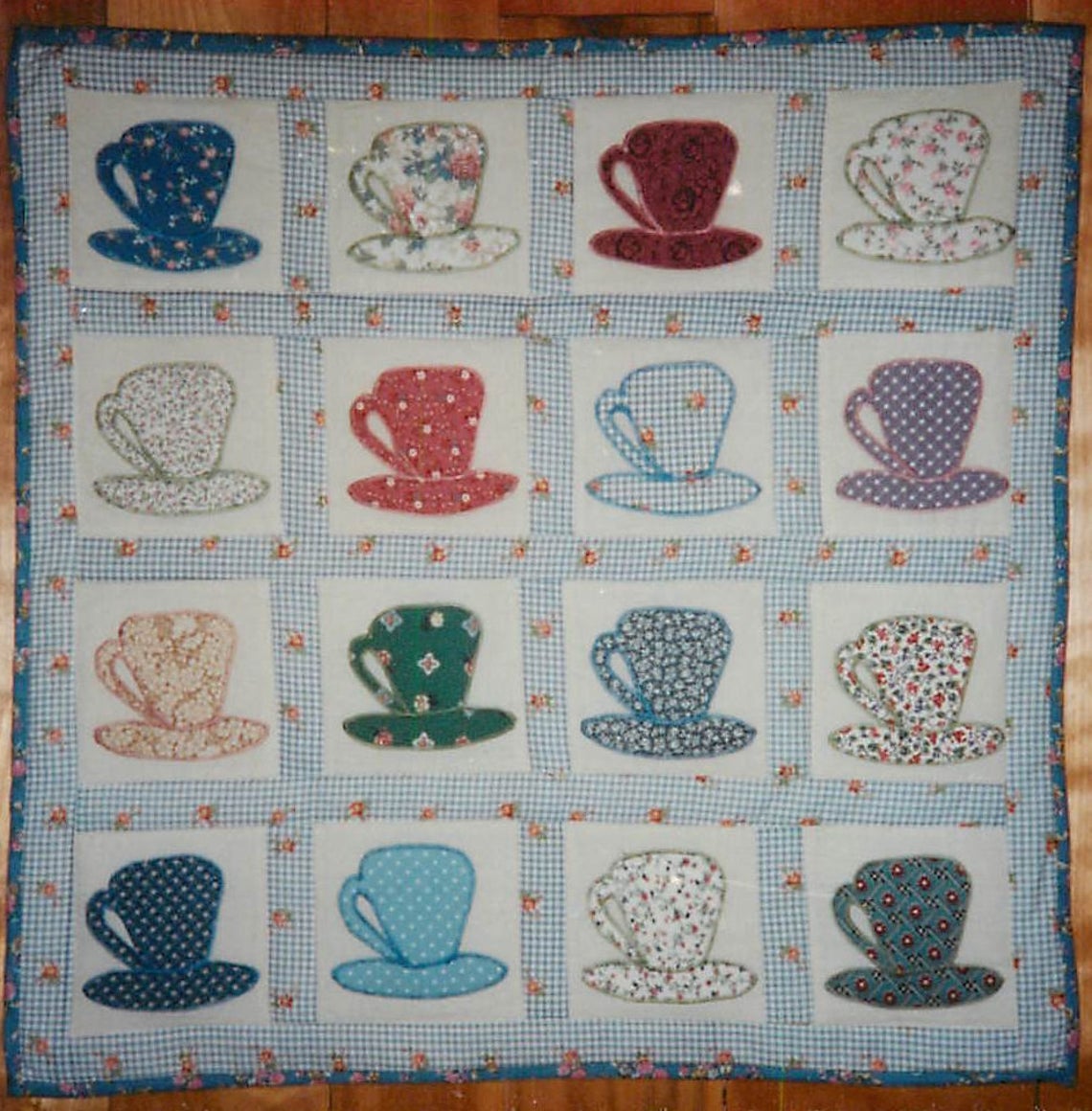 Teacup Wall Quilt Pattern: Applique Sewing Project (PDF Download) - Etsy
