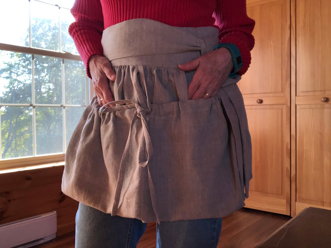 Gardening Apron, Garden Apron, Linen Apron, Gathering Apron, Basket ...