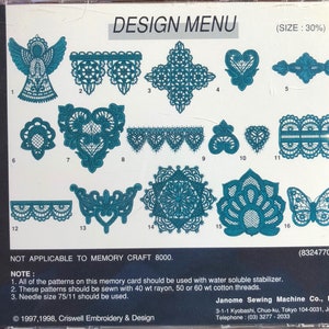 JANOME Sewing Machine Embroidery Memory Card 129, Janome Memory Card ...