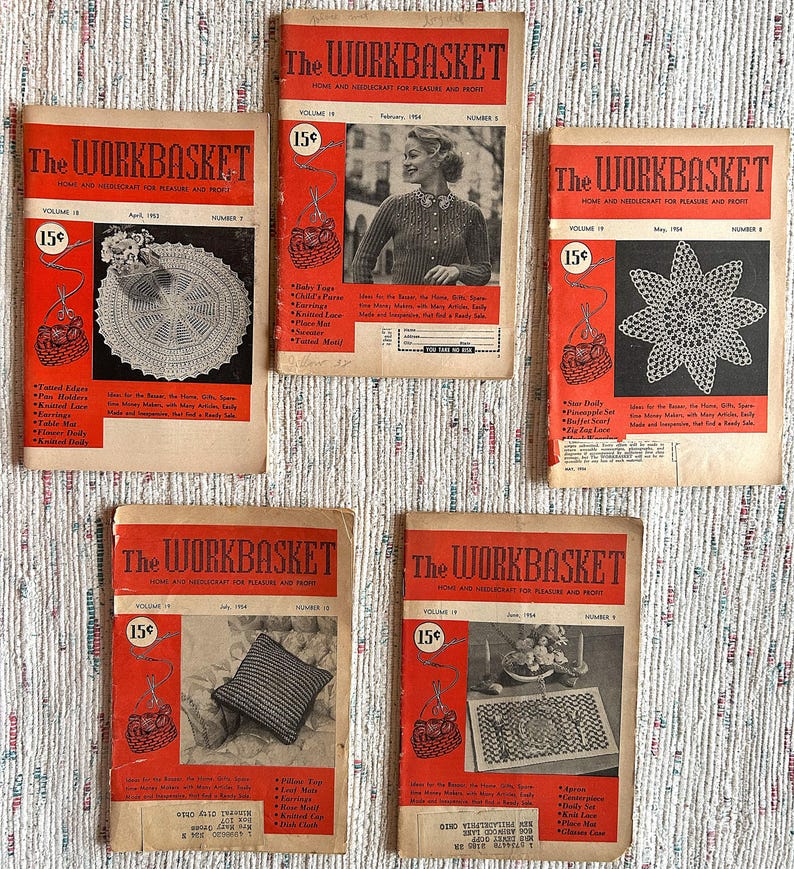 Vintage Workbasket Magazines 5-issue Bundle: Needlework & Crafting ...