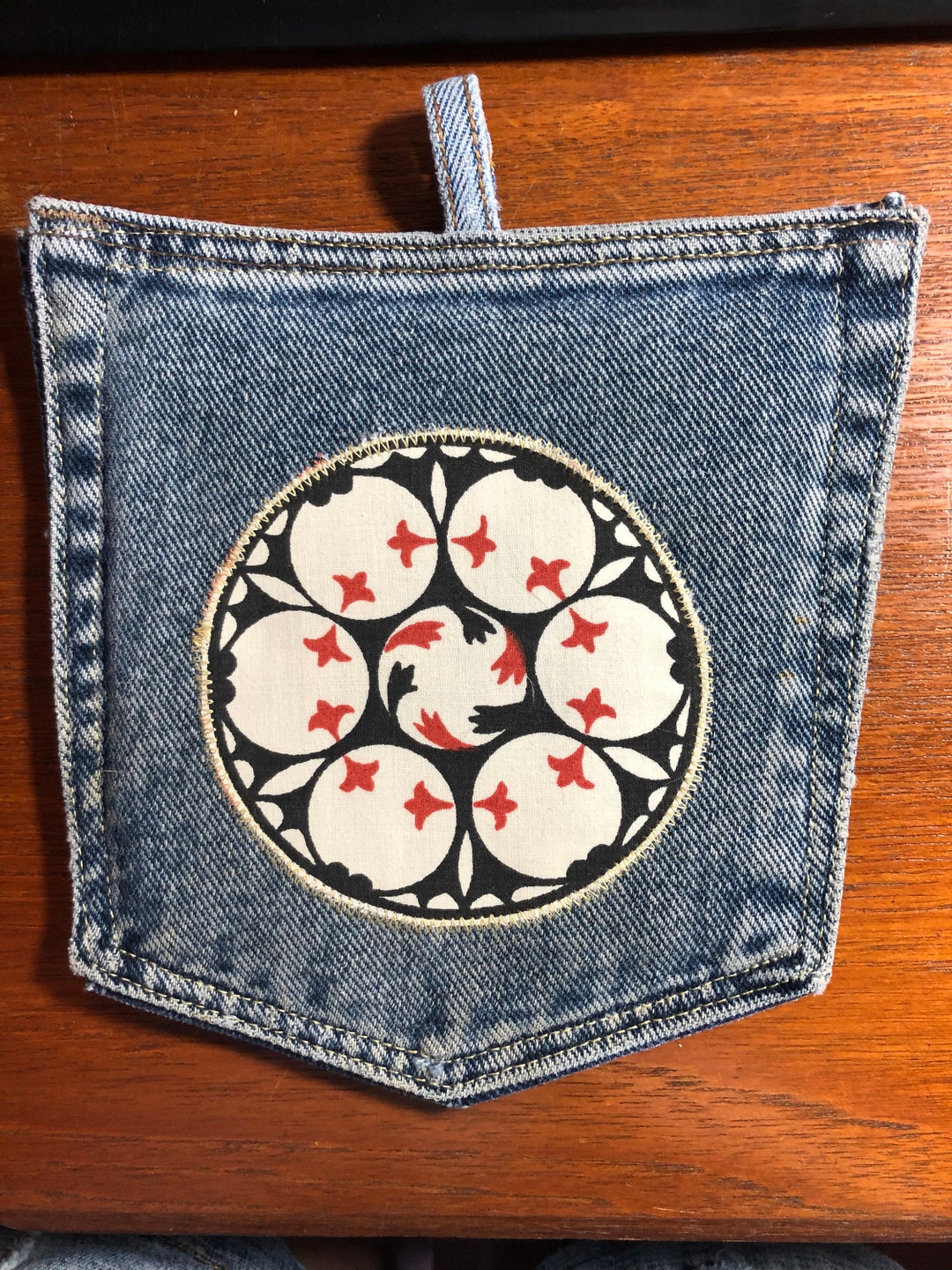 Denim Pot Holder, Denim Pocket Pot Holder, Kitchen Hot Pads, Recycled ...