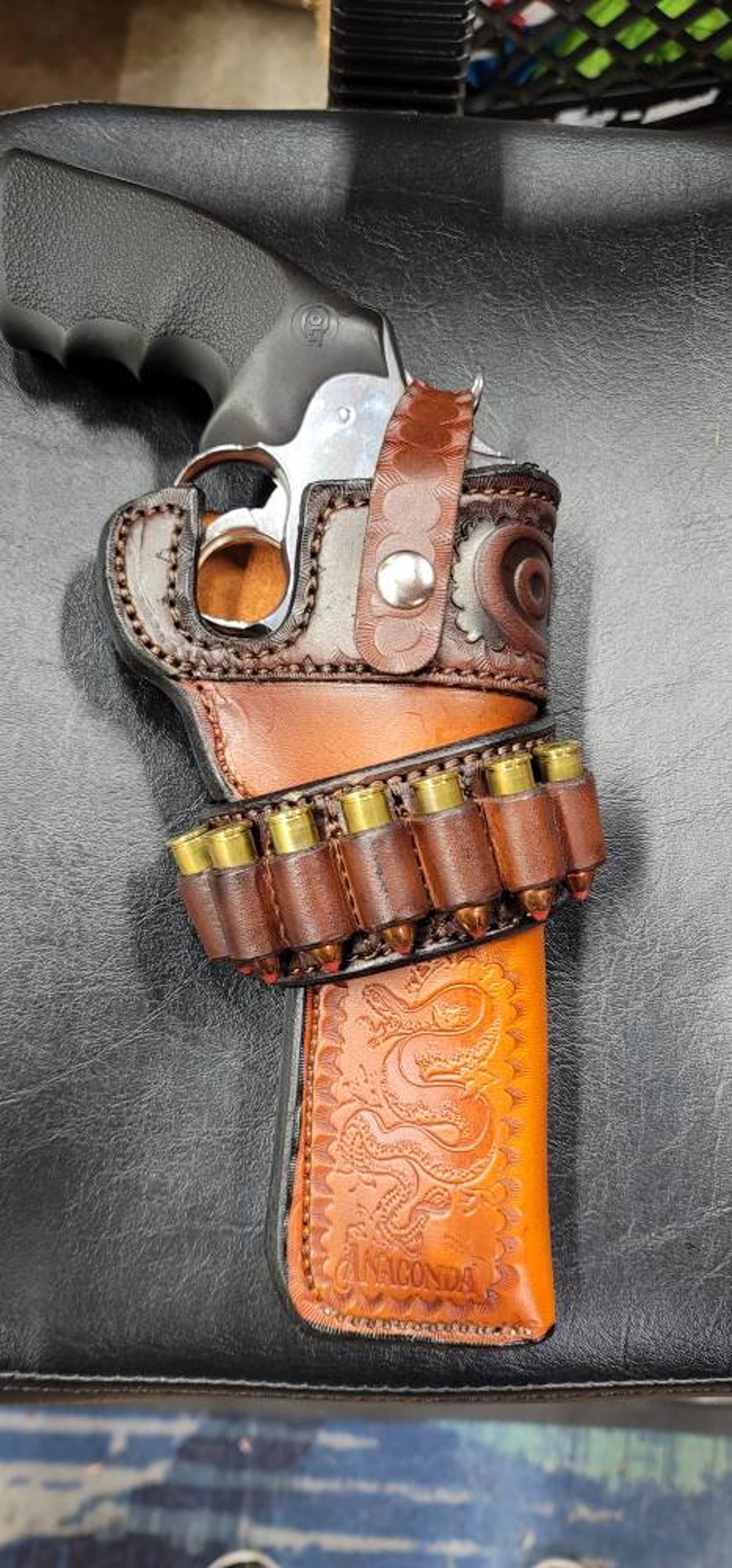 Custom Holster for Colt Anaconda Finished in Saddle Tan and Dark Brown ...