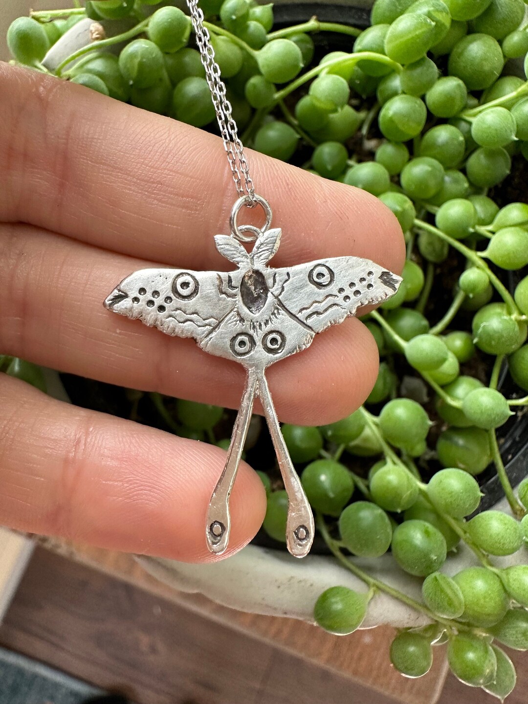Luna Moth Necklace, Recycled Sterling Silver, Moth Wings, Maine Made ...