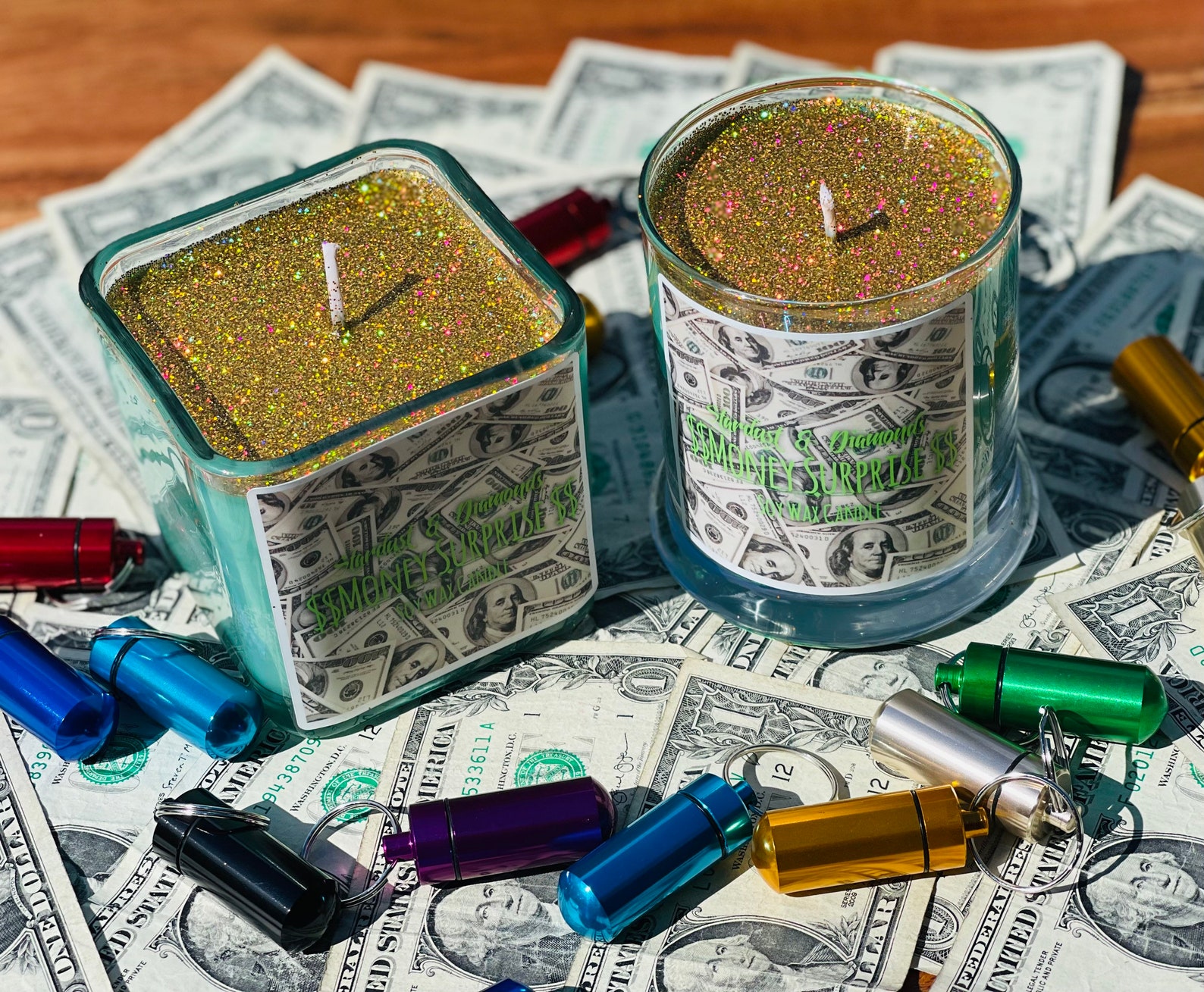 Money Cash Surprise Soy Wax Candle 12oz Prosperity Metal | Etsy