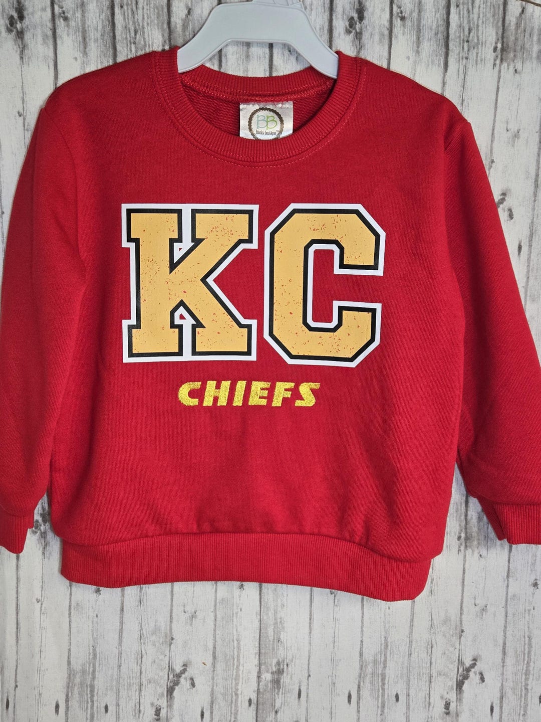 Kansas City Chiefs Toddler Shirt: Embroidered Red Football Crewneck - Etsy