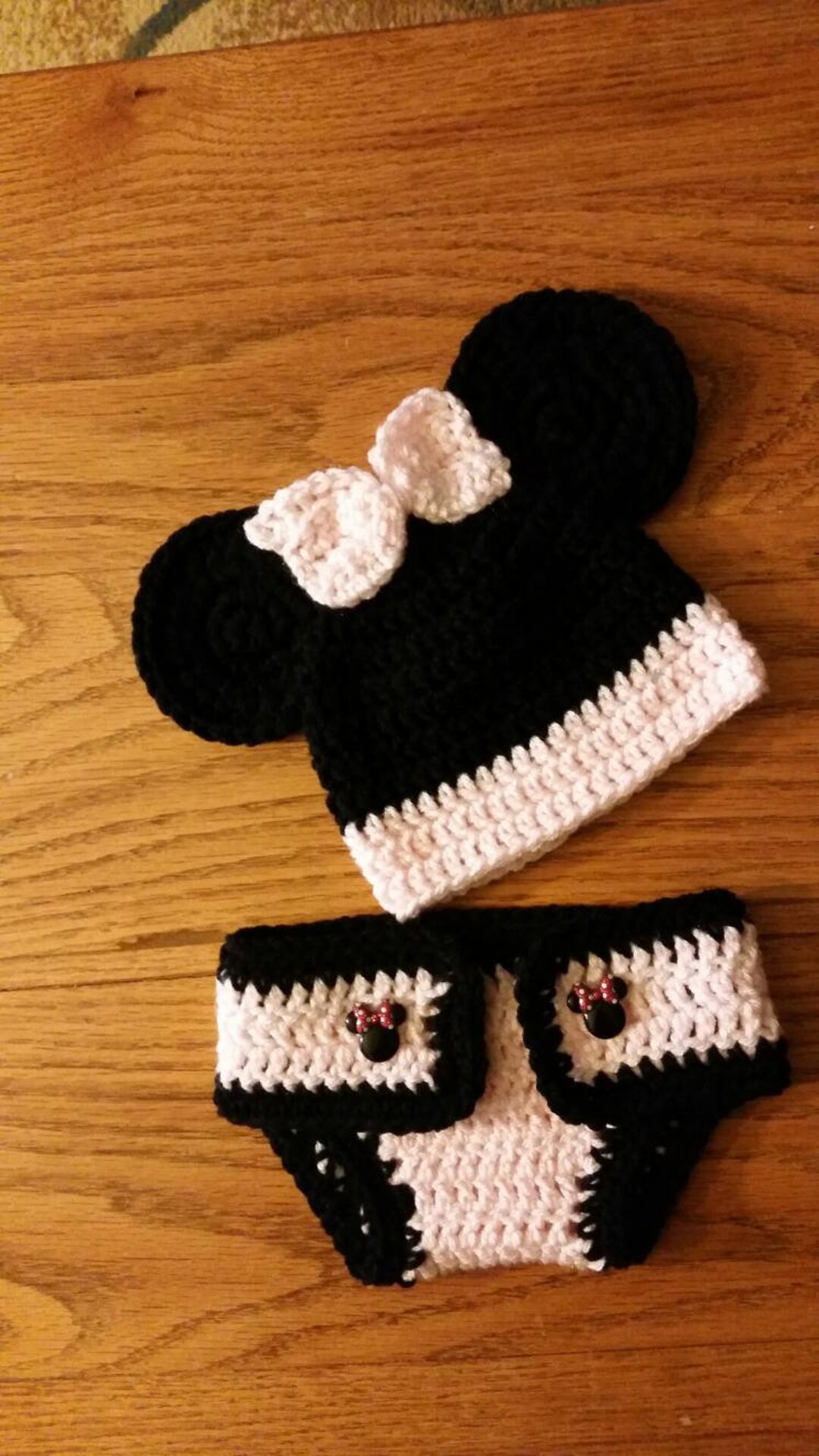 Minnie Mouse Crochet Hat and Diaper Cover Set - Etsy