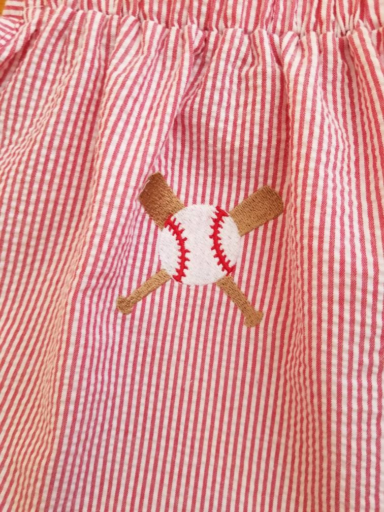 Embroidered Baseball Seersucker Sundress for Toddler Girls - Etsy