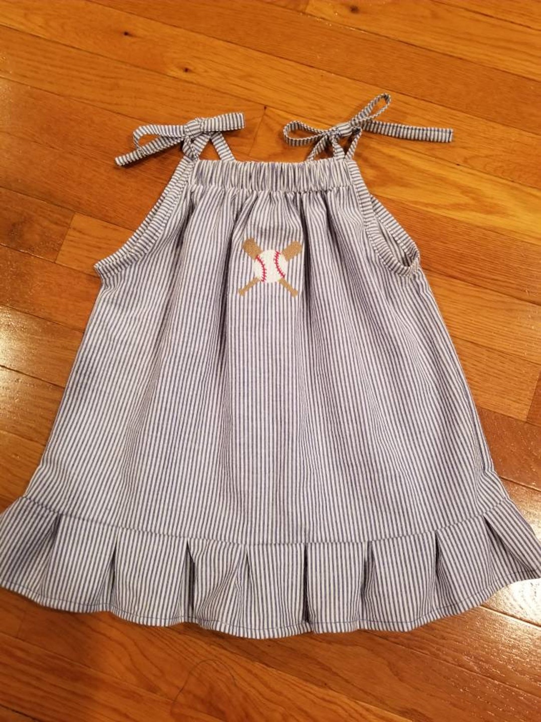 Baseball and Bat Seersucker Dress; Baseball Dress - Etsy