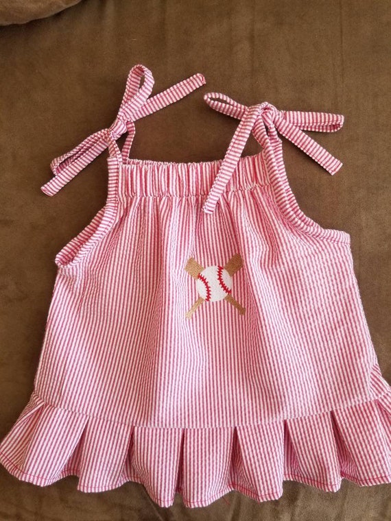 Baseball and Bat Seersucker Dress Baseball Dress - Etsy