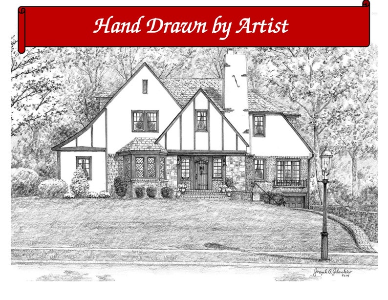 Custom Home Portrait Hand Drawn Original House Sketch Home | Etsy