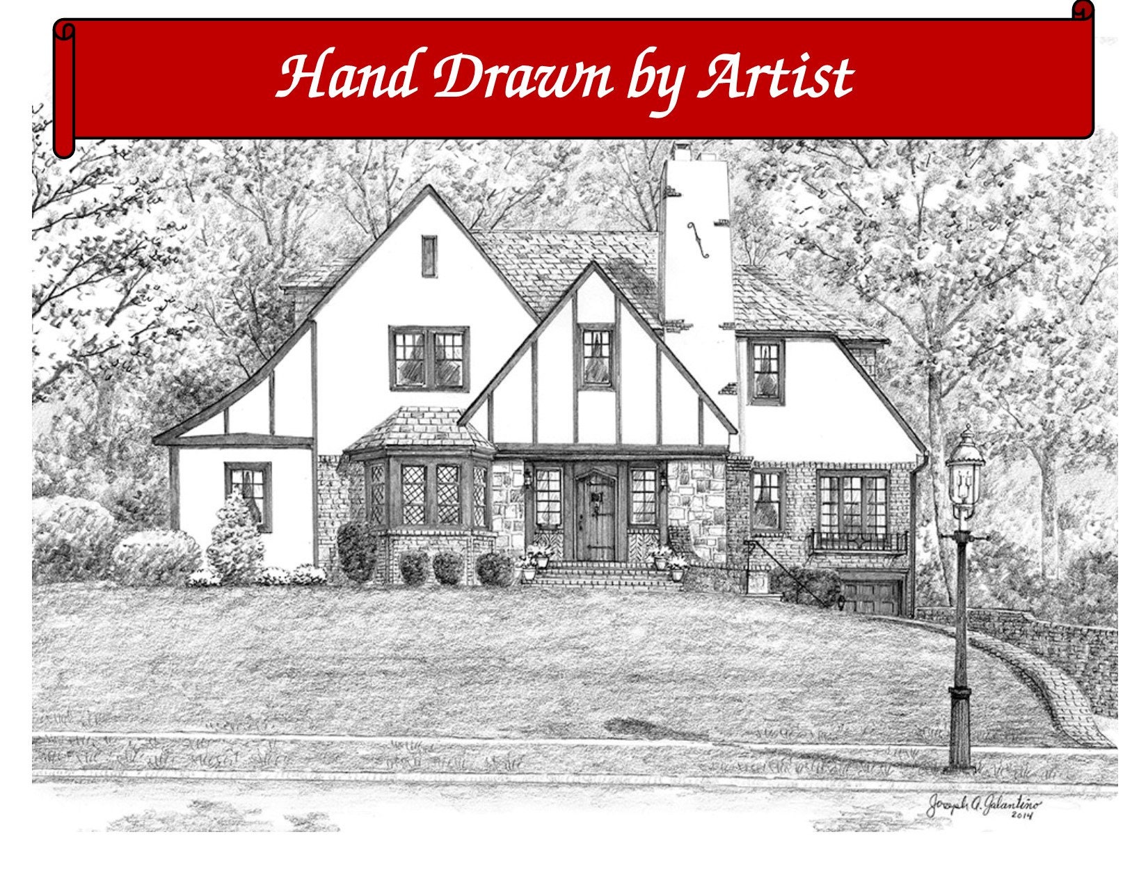 Custom Home Portrait Hand Drawn Original House Sketch Home | Etsy