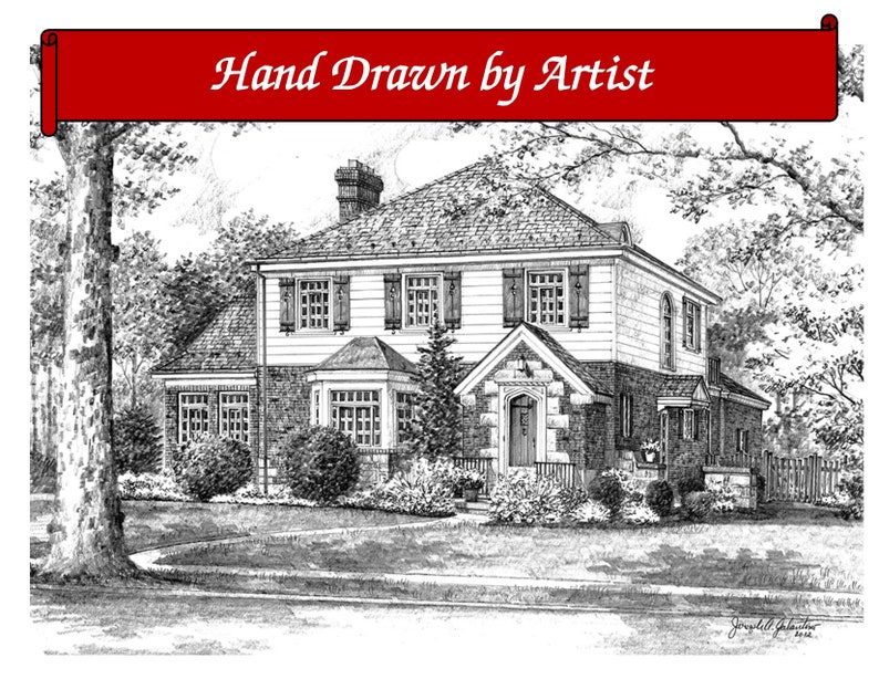 Custom Home Portrait Hand Drawn Original House Sketch Home - Etsy