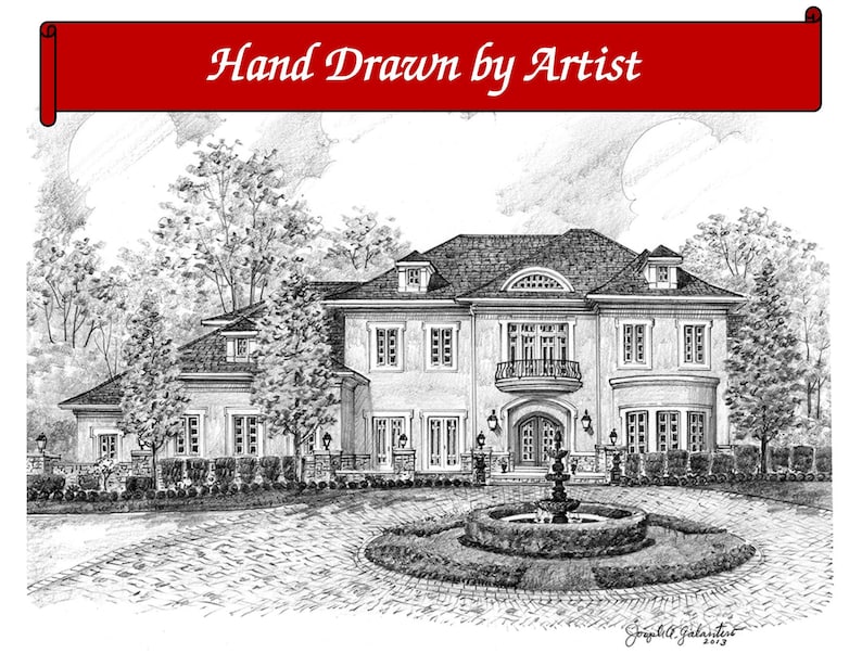 Custom Home Portrait Hand Drawn Original House Sketch Home | Etsy