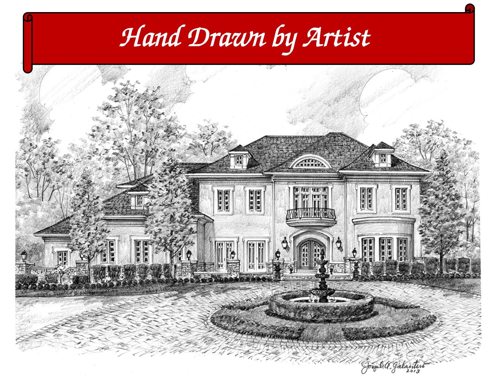 Custom Home Portrait Hand Drawn Original House Sketch Home | Etsy