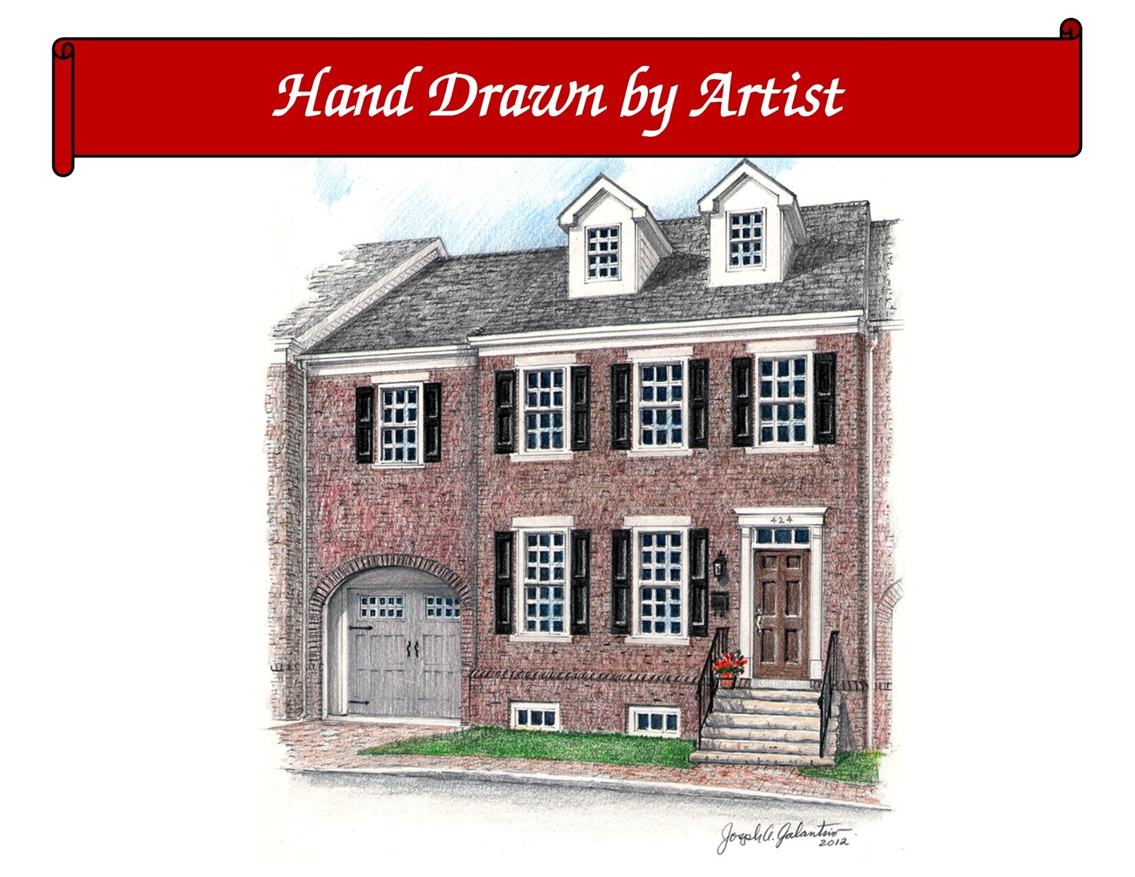 Custom Home Portrait Hand Drawn Full Color House Sketch | Etsy