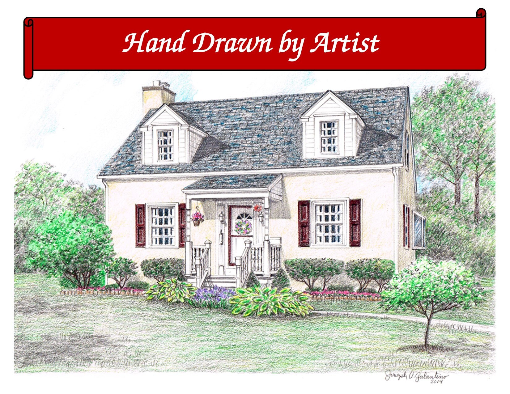 Custom Home Portrait Hand Drawn Full Color House Sketch - Etsy