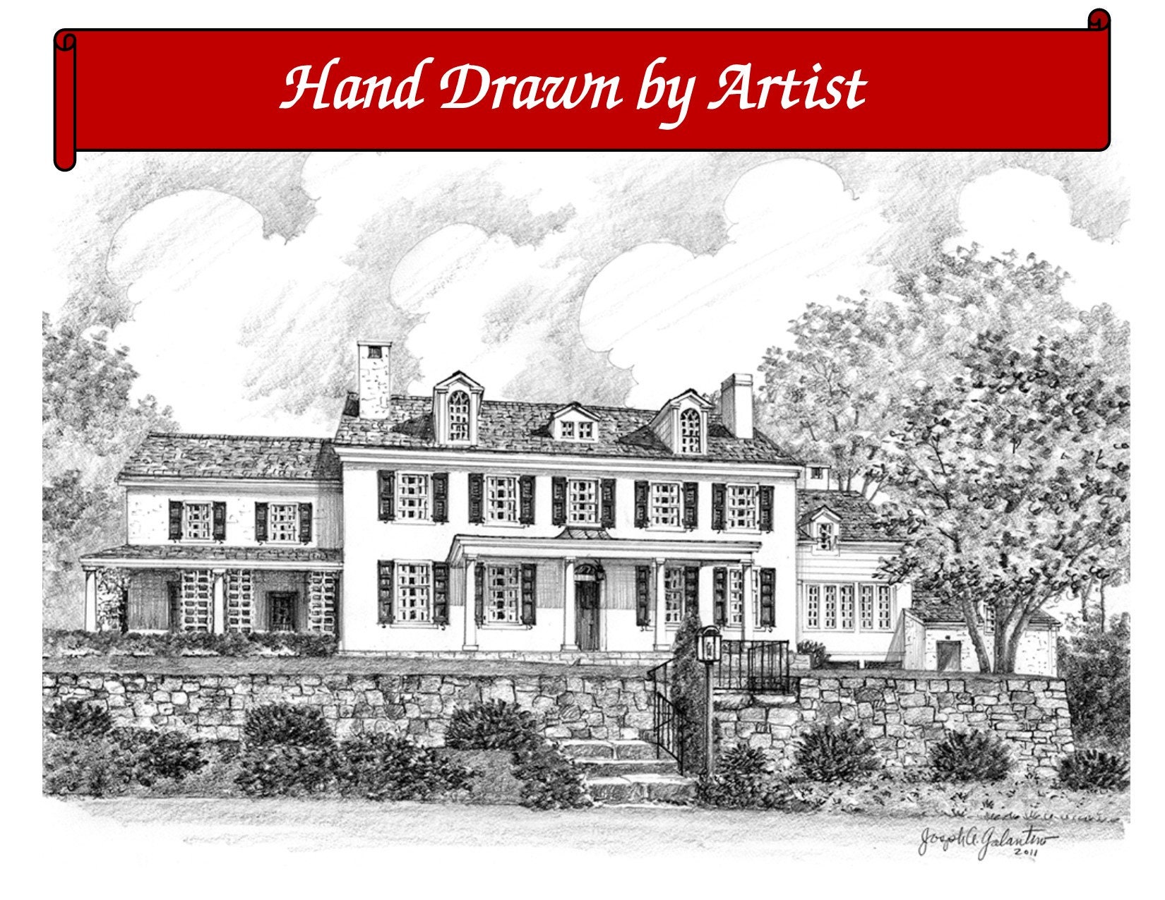 Custom Home Portrait Hand Drawn Original House Sketch Home | Etsy