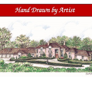 Custom Home Portrait, Hand Drawn, Full Color, House Sketch, Home ...