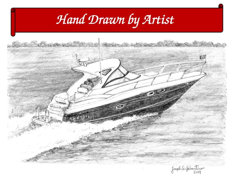 Custom Boat/Yacht Sketch Graphite Pencil Original Custom Home - Etsy