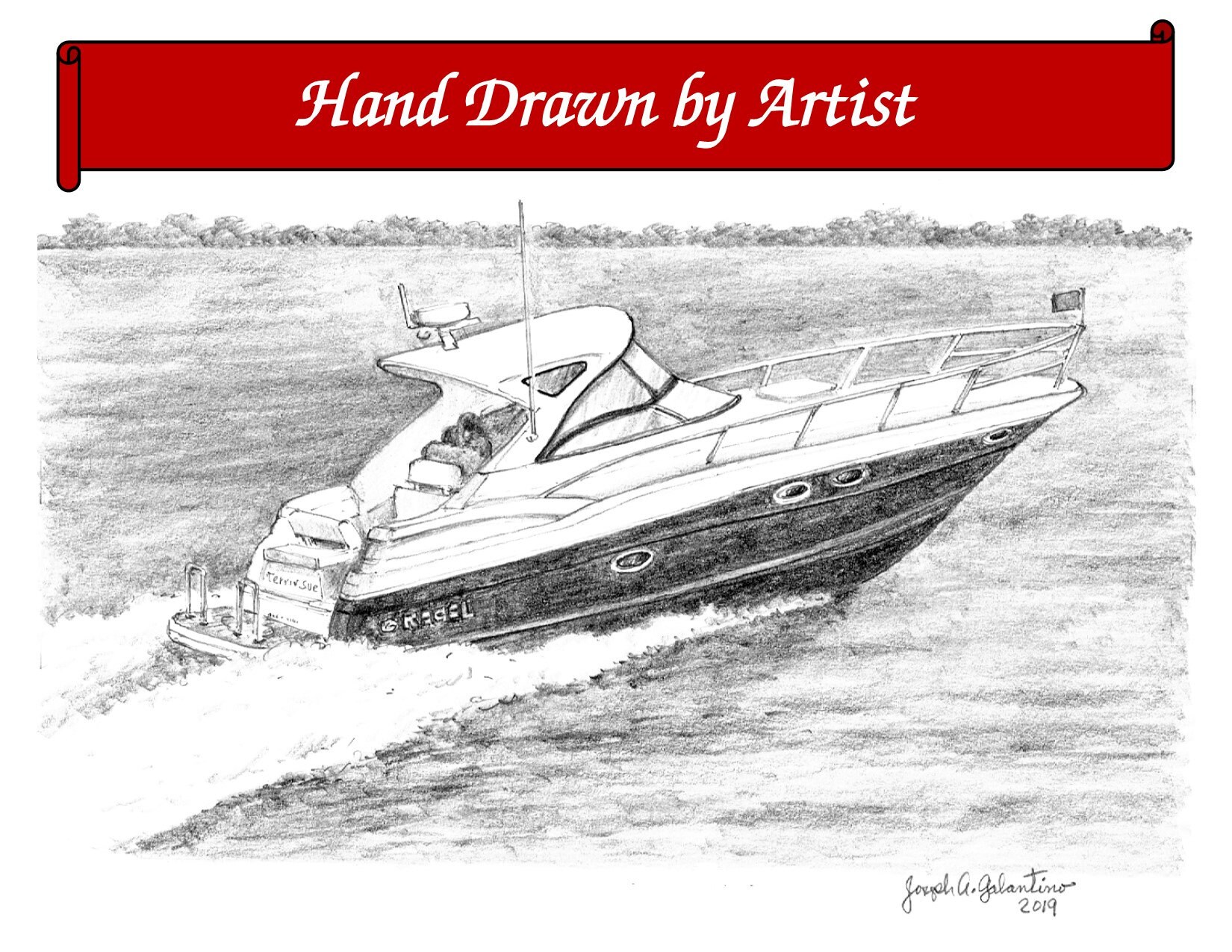 Custom Boat/Yacht Sketch Graphite Pencil Original Custom Home | Etsy