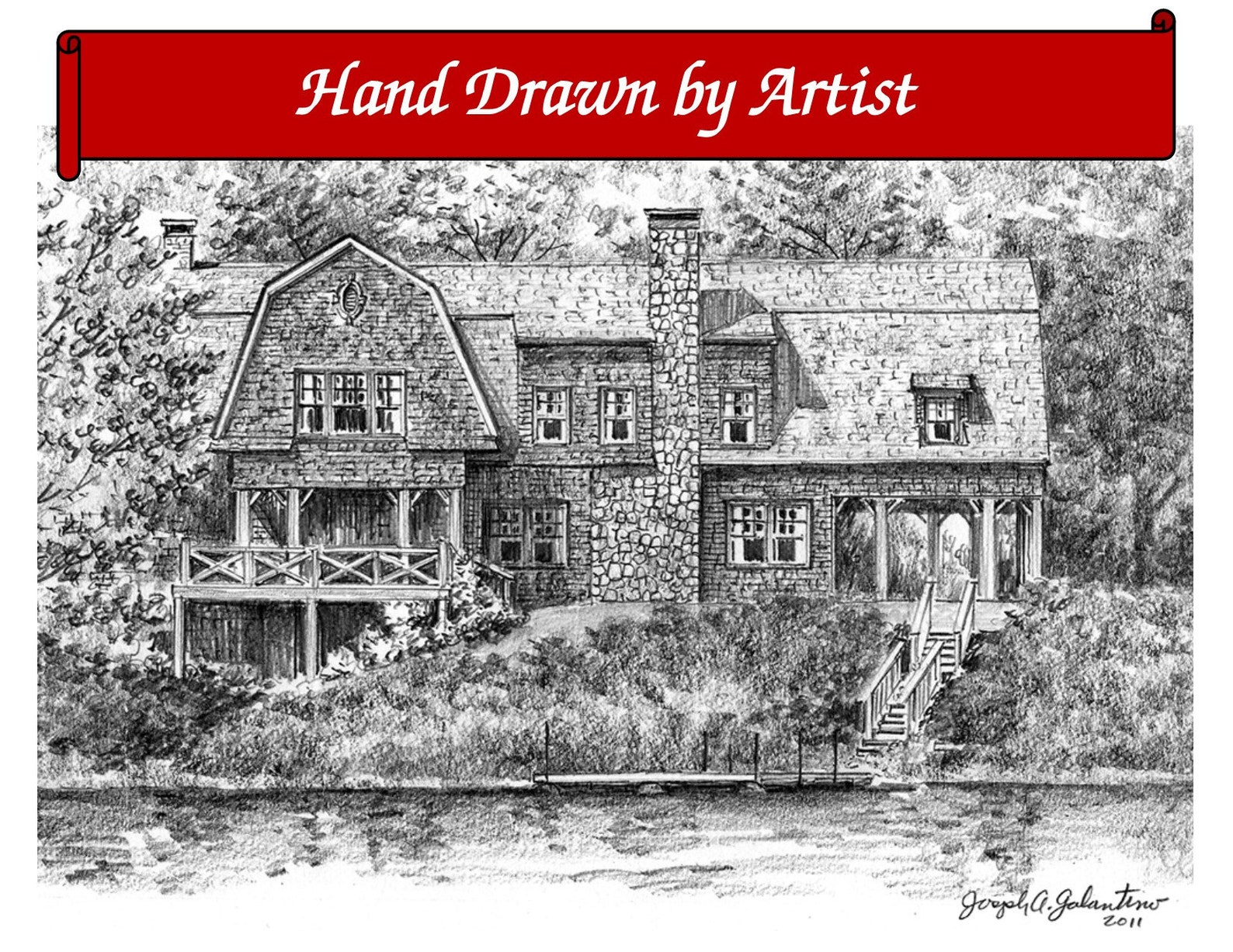 Custom Home Portrait, Hand Drawn, Original House Sketch, Home Drawing ...