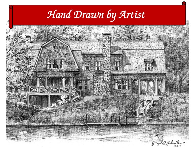 Custom Home Portrait Hand Drawn Original House Sketch Home | Etsy