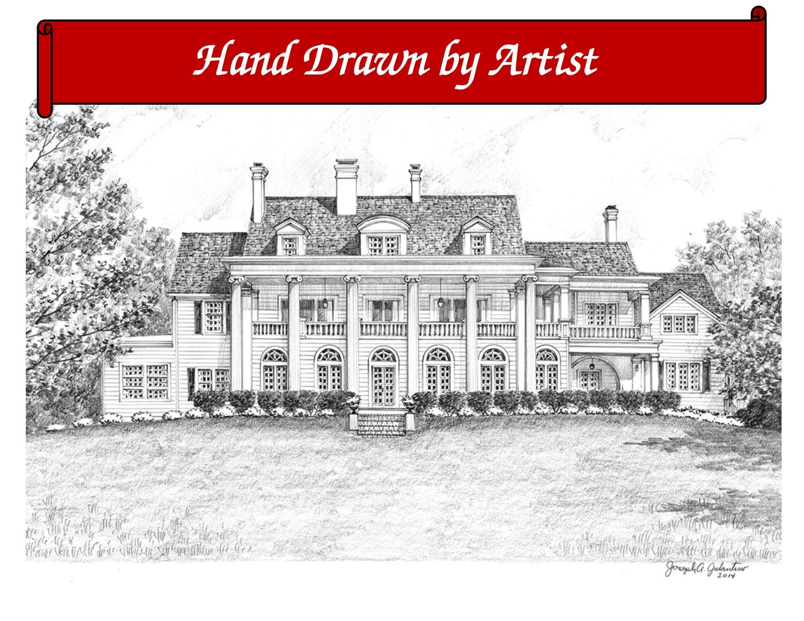 Custom Home Portrait Hand Drawn Original House Sketch Home | Etsy