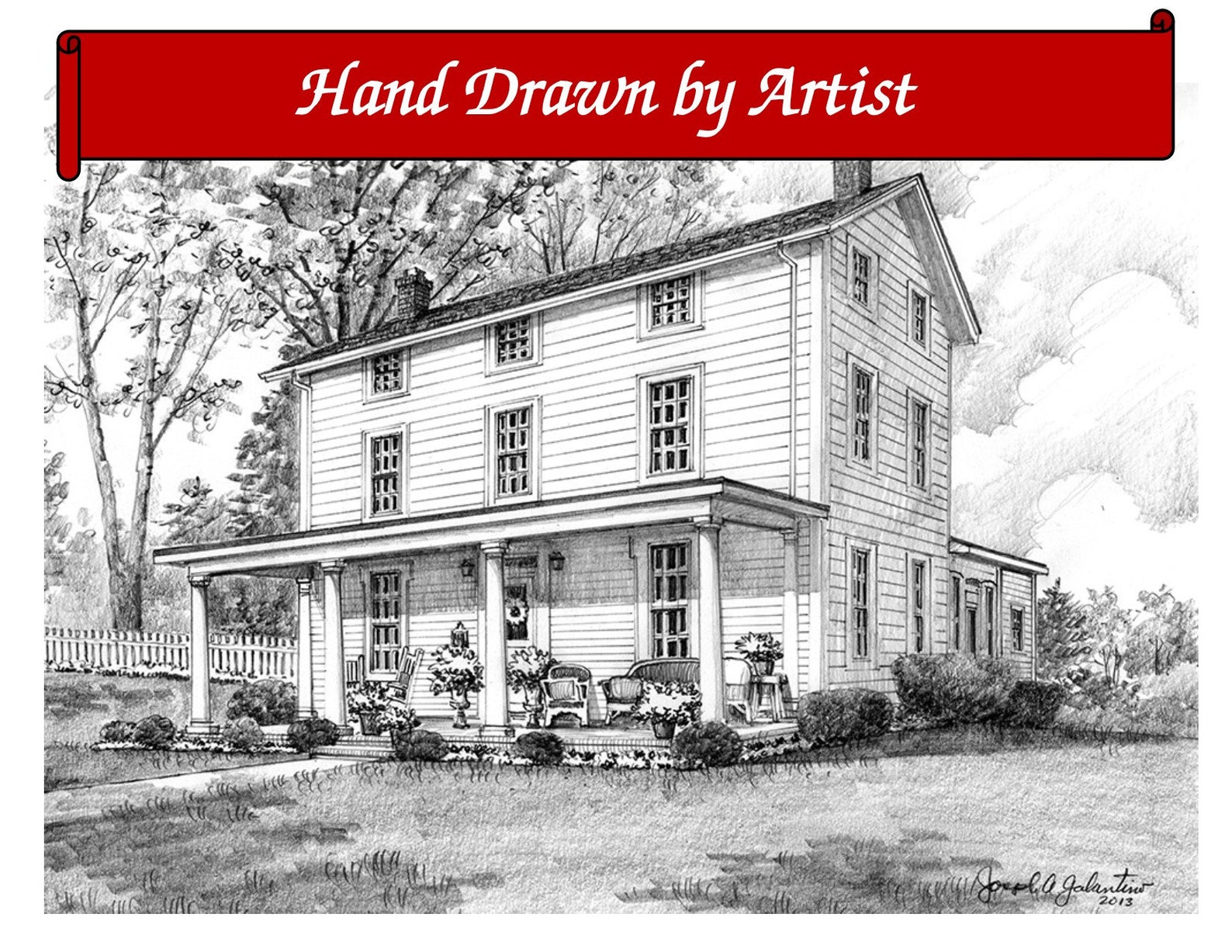 Custom Home Portrait, Hand Drawn, Original House Sketch, Home Drawing ...