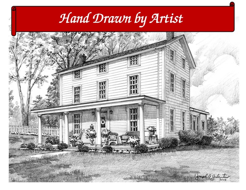 Custom Home Portrait Hand Drawn Original House Sketch Home | Etsy