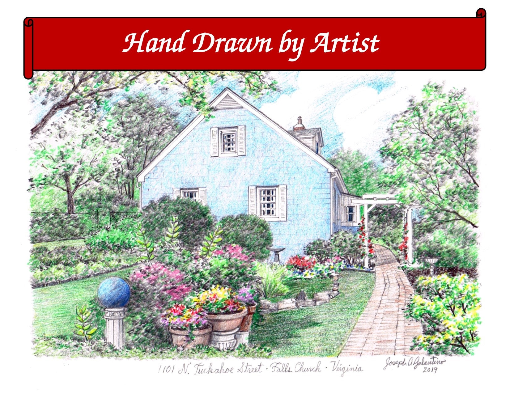 Custom Home Portrait Hand Drawn Full Color House Sketch - Etsy