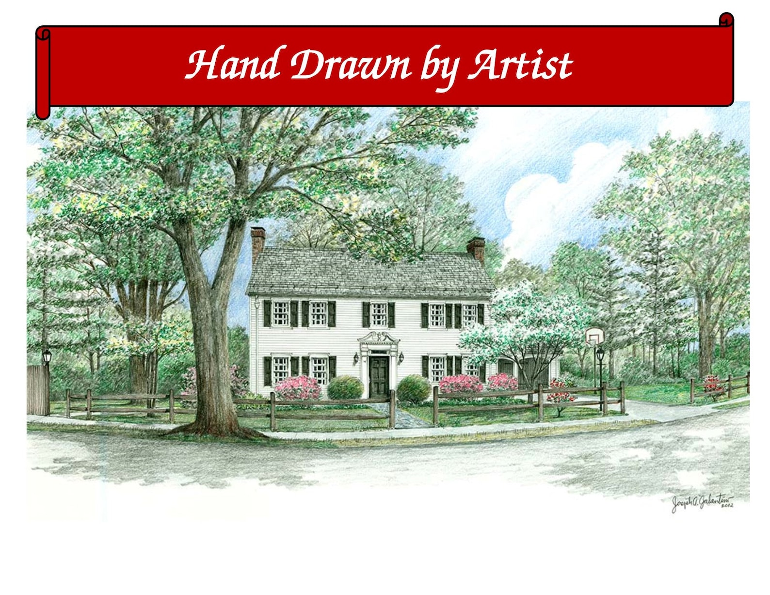 Custom Home Portrait, Hand Drawn, Full Color, House Sketch, Home ...