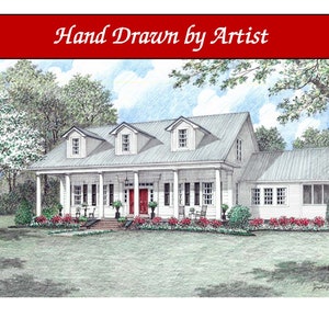 Custom Home Portrait, Hand Drawn, Full Color, House Sketch, Home ...