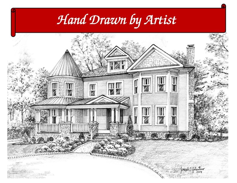 Custom Home Portrait Hand Drawn Original House Sketch Home - Etsy