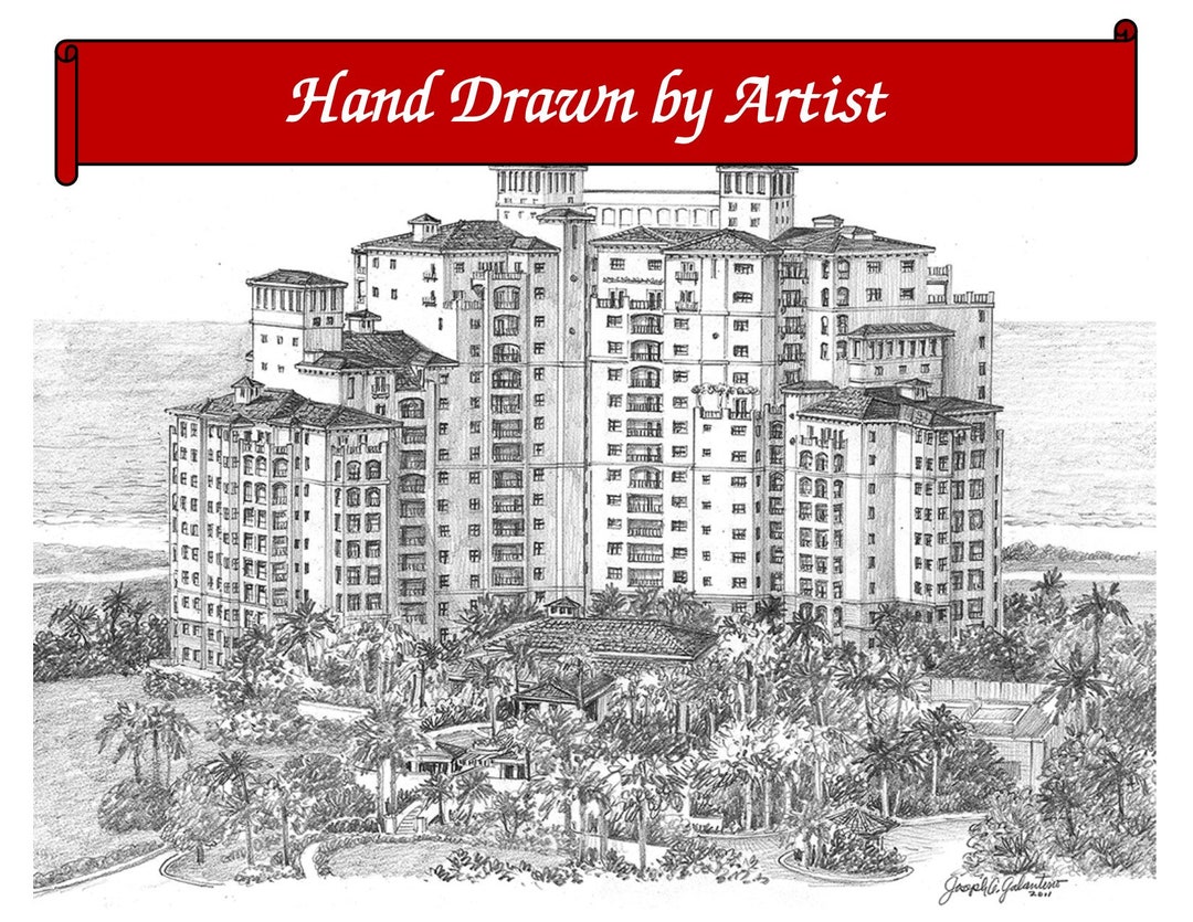 Custom Commercial Building Portrait, Business, Hand Drawn, Original ...