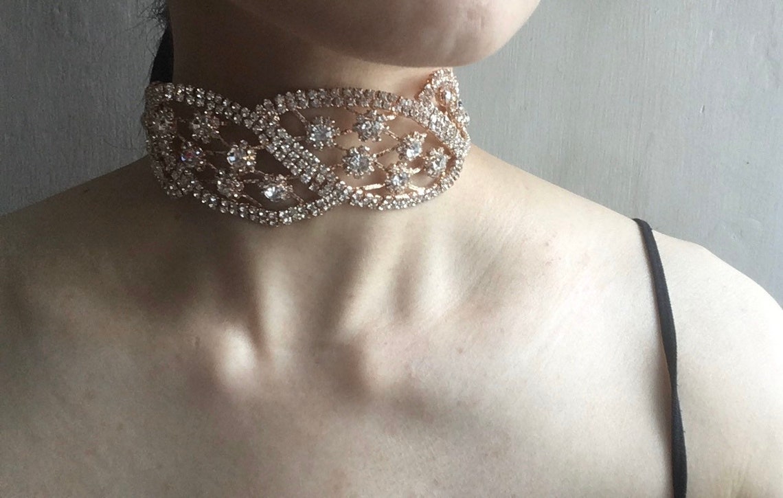 Romantic necklace wedding choker gold necklace bridal | Etsy