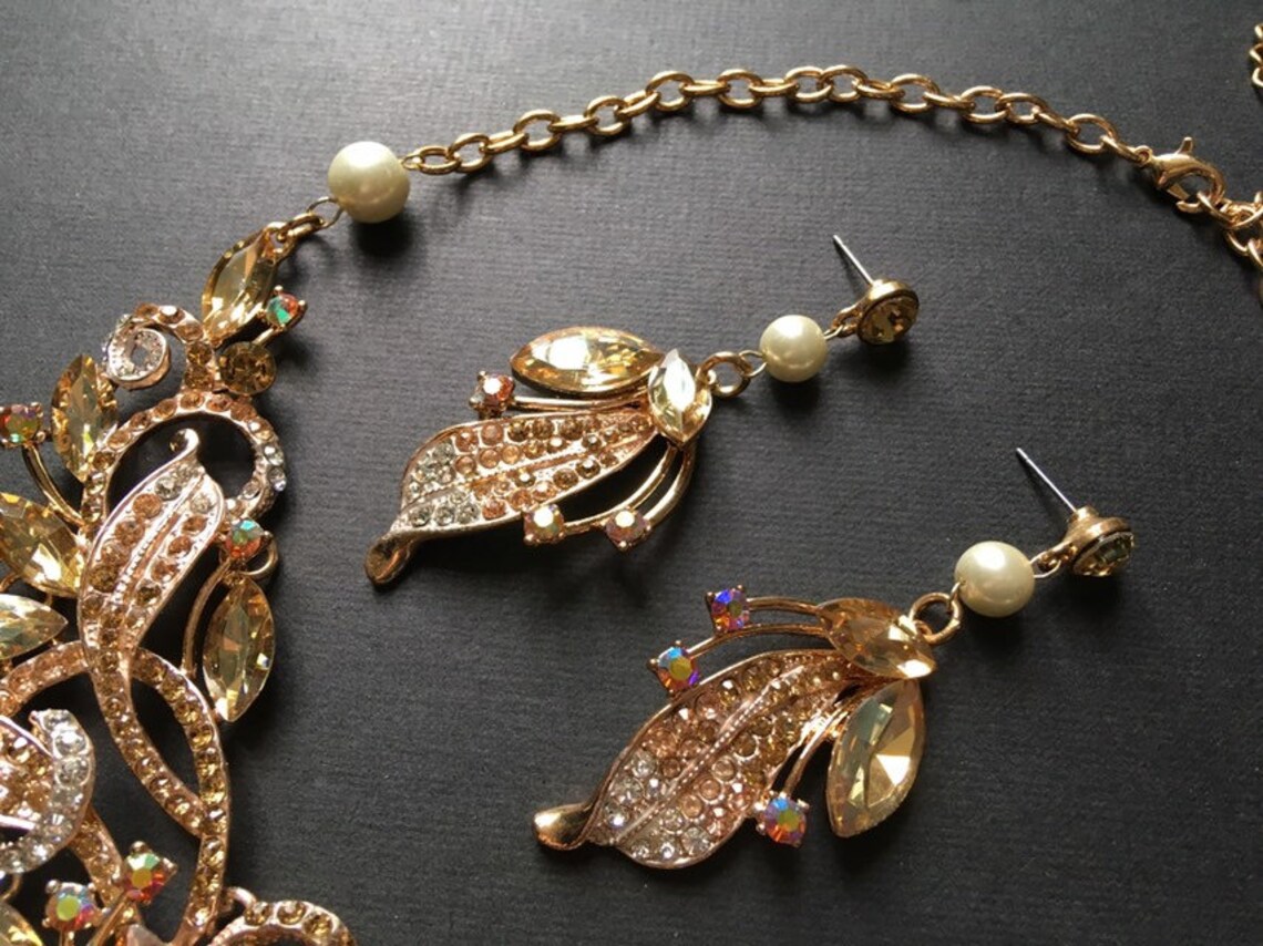 Yellow Gold Necklace Wedding Jewelry Bridal Necklace - Etsy