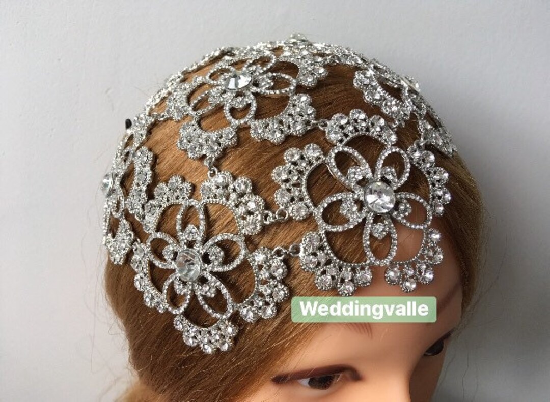 Prom Headpiece, Silver Crystal Headpiece, Wedding Headpiece, Crystal ...