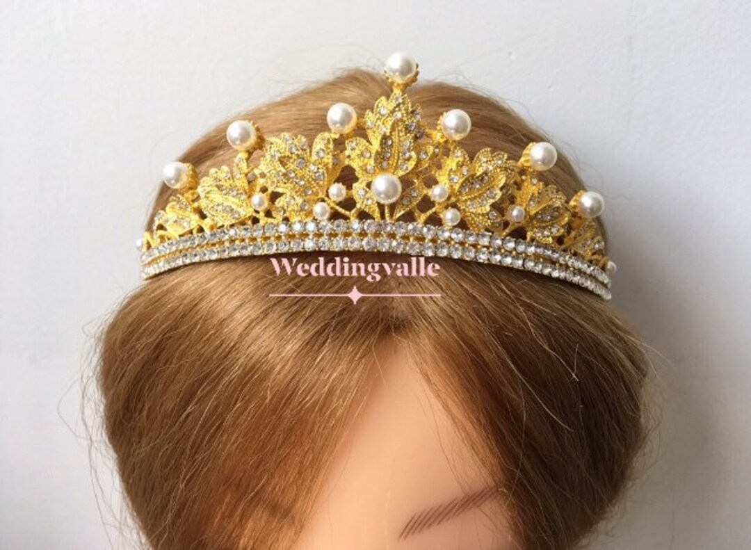 SALE Gold Crown, Wedding Headpiece, Bridal Headpiece, Pearls Crown ...