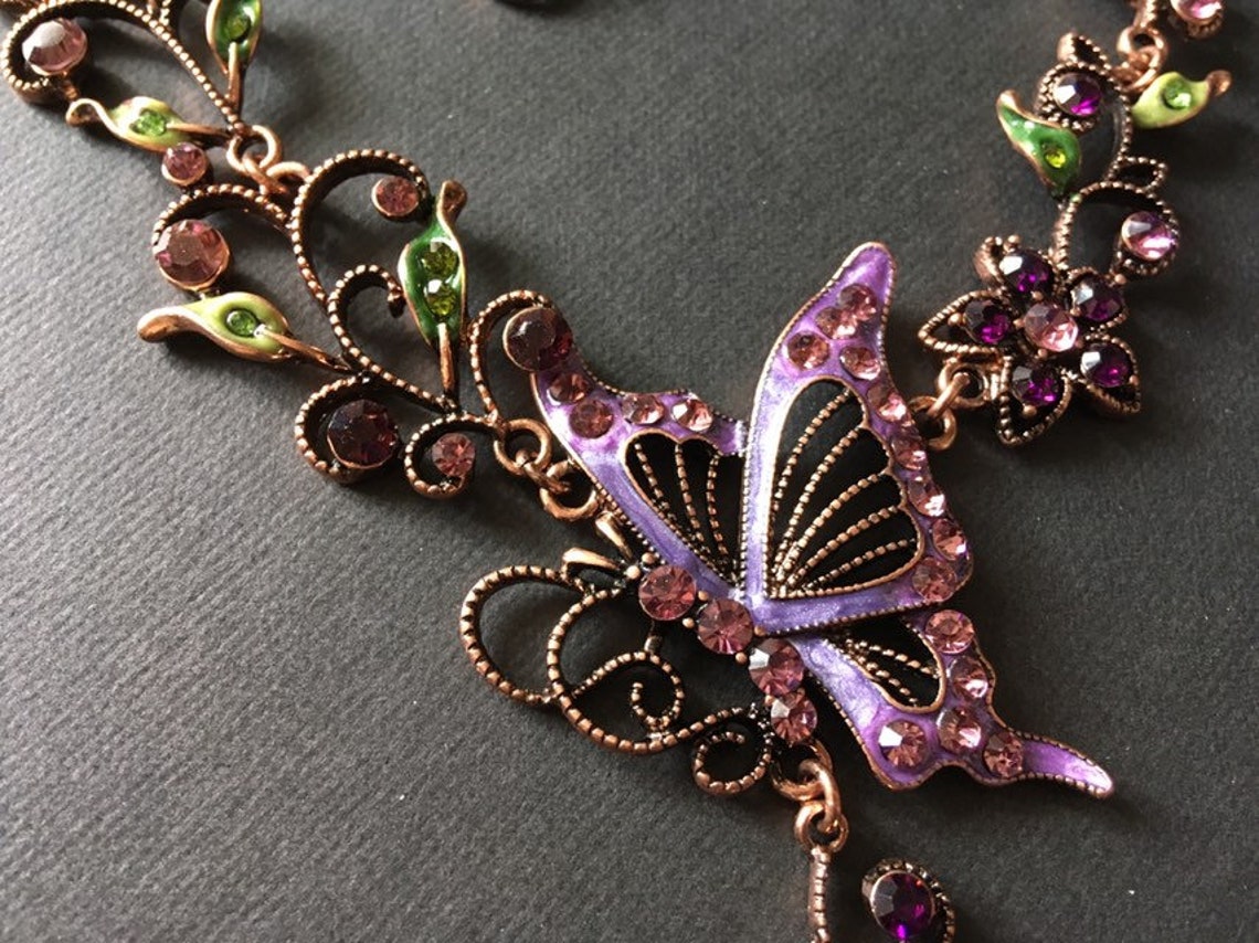 SALE Butterfly Jewelry Bridal Necklace Rhinestone Crystal - Etsy