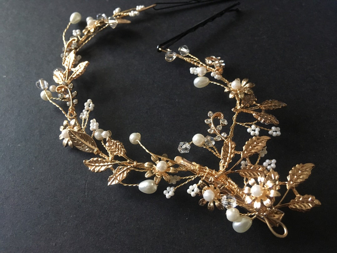Gold Wedding Tiara, Wedding Tiara, Bridal Headpiece, Bridal Tiara ...
