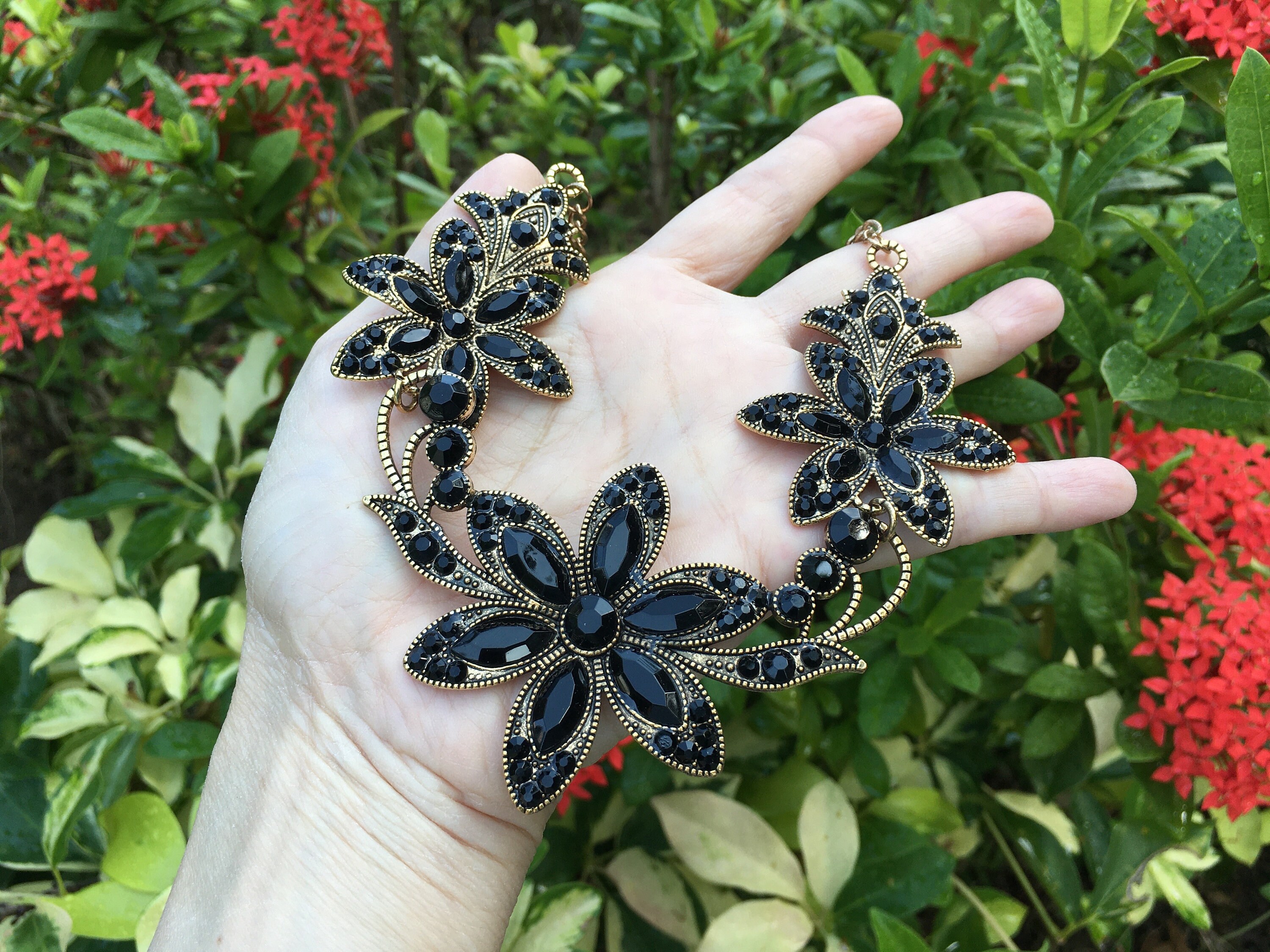Black Costume Jewelry Necklace Etsy UK