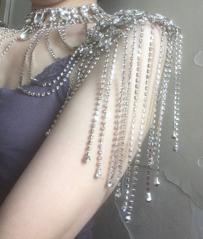 Vintage Wedding Wedding Shoulder Necklace Rhinestone | Etsy