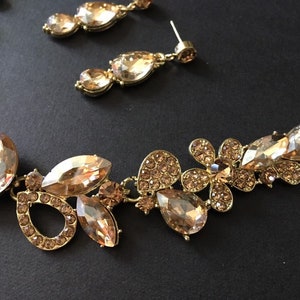 Gold Necklace, Mothers Day Gift, Rhinestone Necklace, Jewelry Set ...