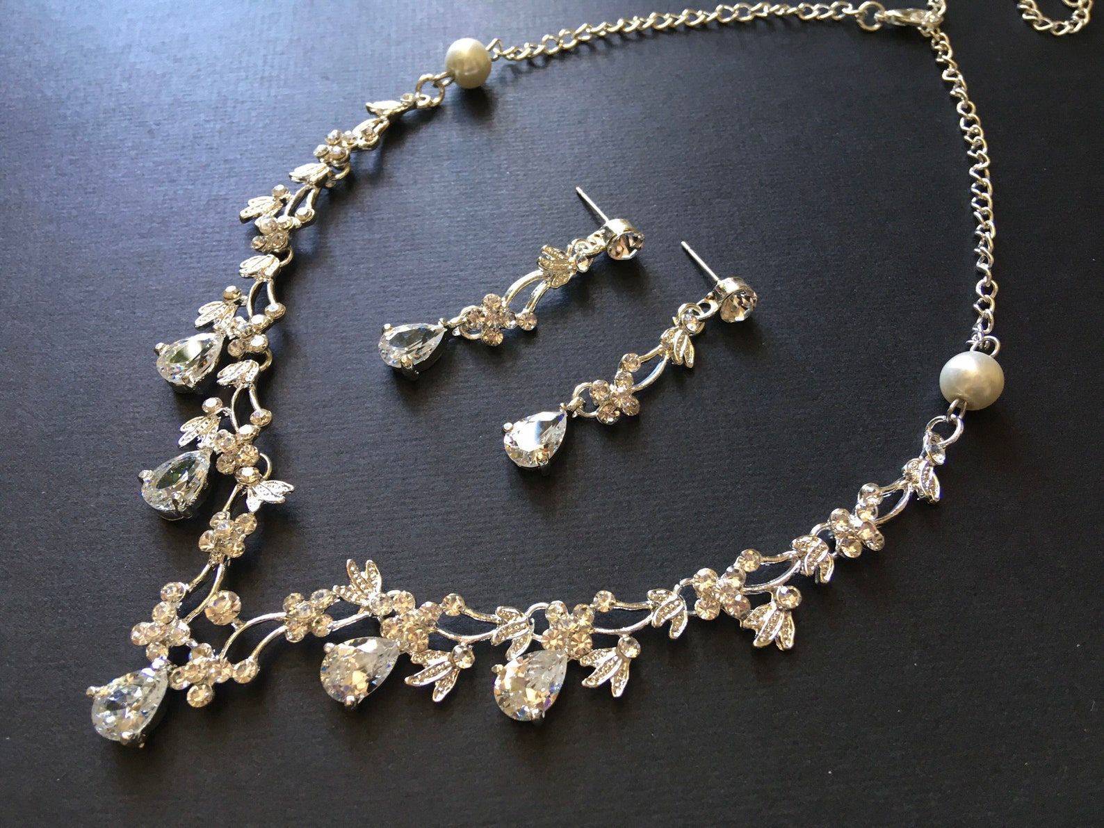 Romantic Necklace Rhinestone Necklace Crystal Necklace - Etsy