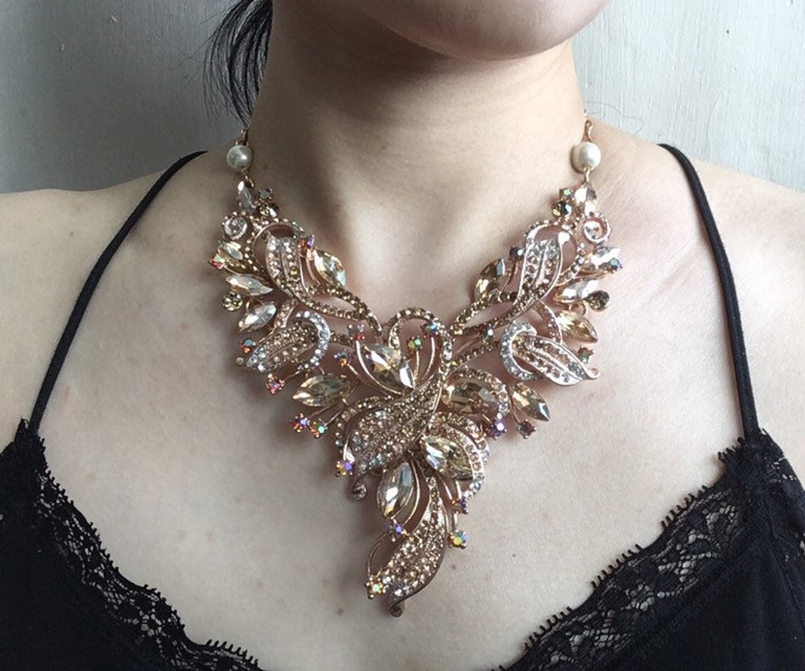Yellow Gold Necklace Wedding Jewelry Bridal Necklace - Etsy